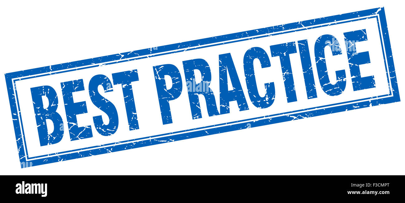 best practice blue square grunge stamp on white Stock Photo - Alamy