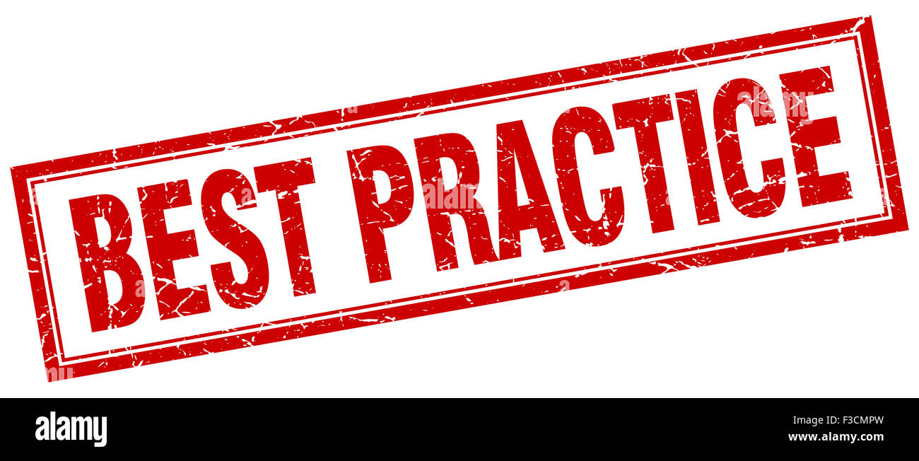 best practice red square grunge stamp on white Stock Photo - Alamy
