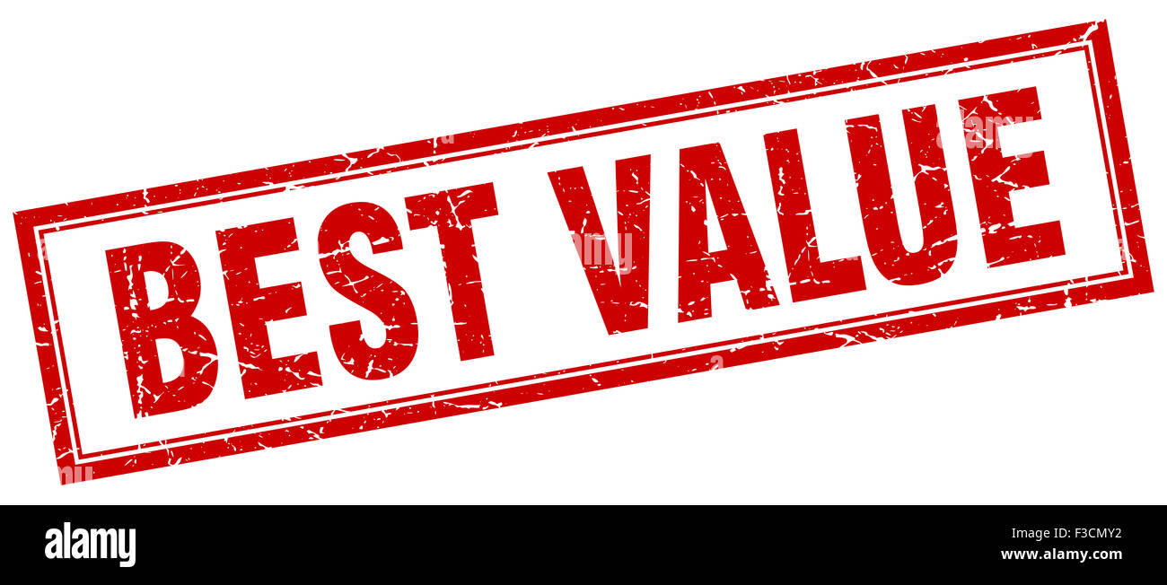 best value red square grunge stamp on white Stock Photo - Alamy