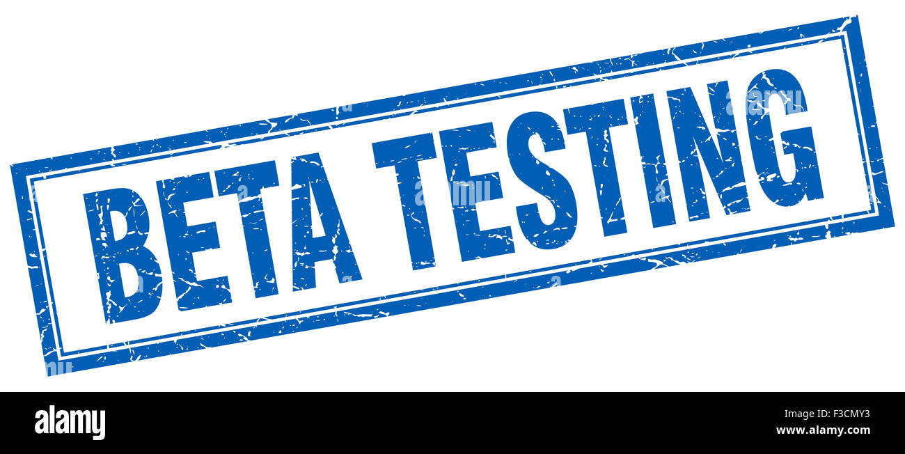 beta testing blue square grunge stamp on white Stock Photo - Alamy