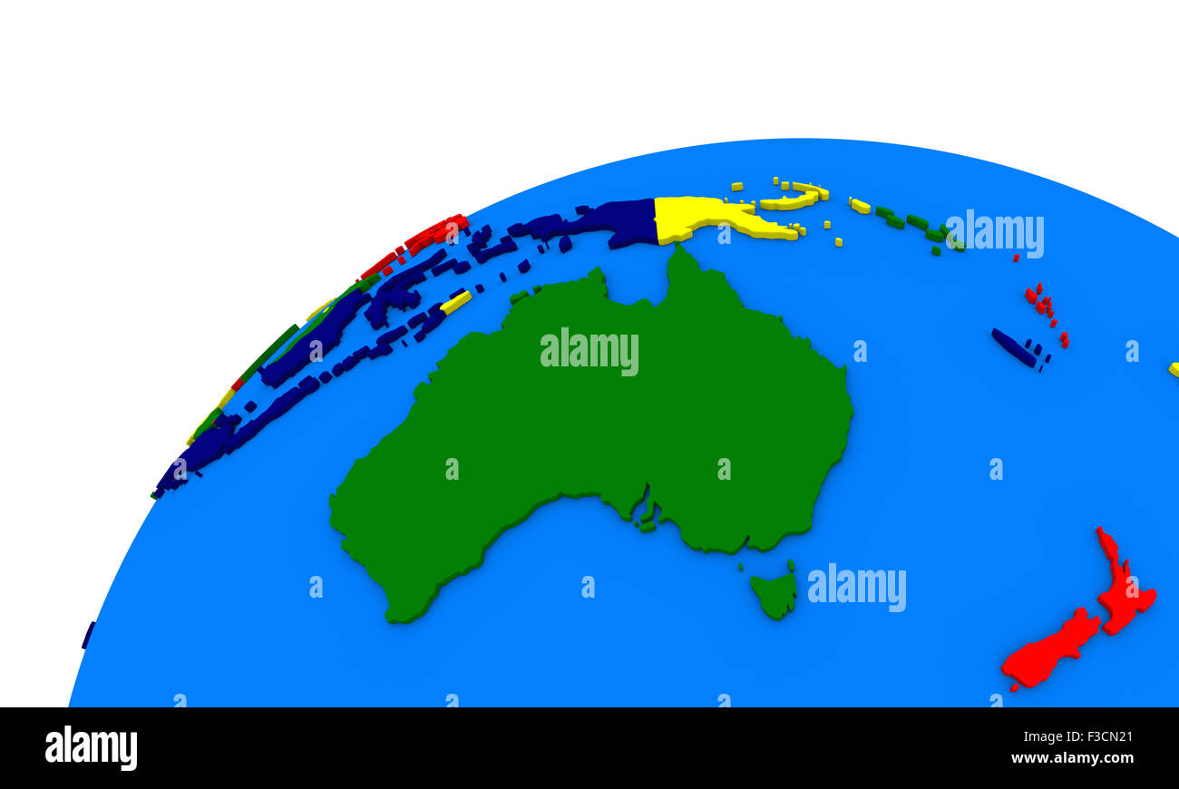 Political map of Australia on globe Stock Photo - Alamy