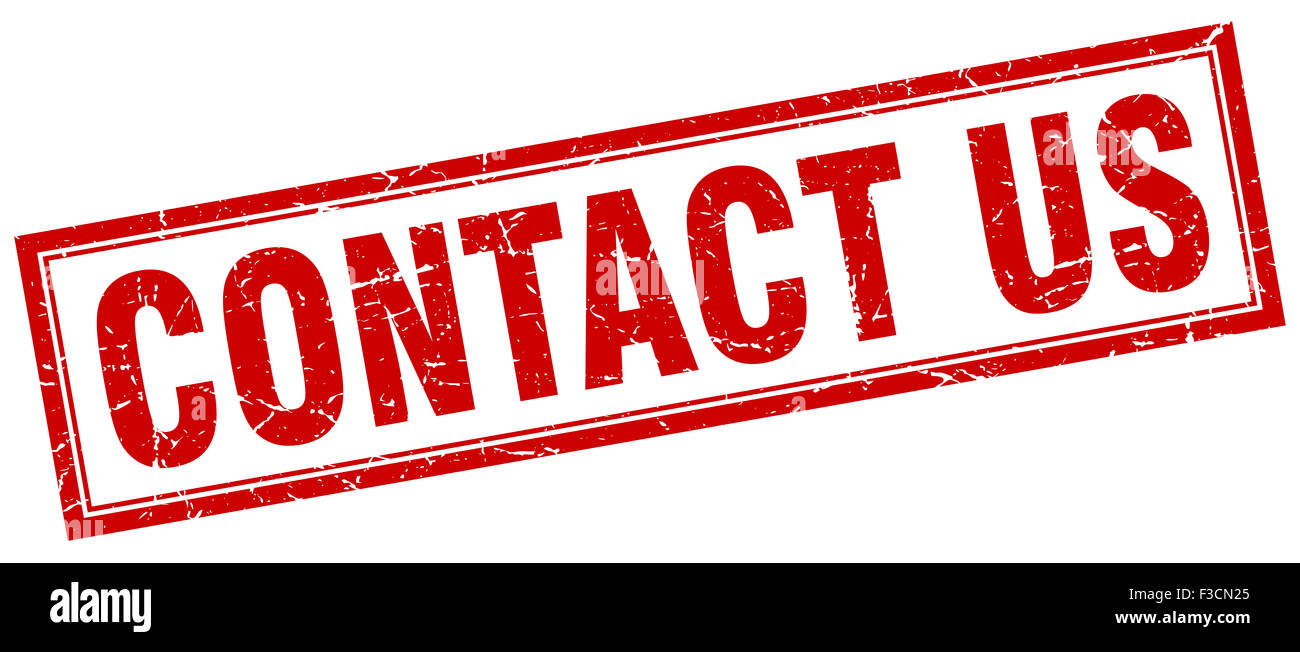 contact us red square grunge stamp on white Stock Photo - Alamy