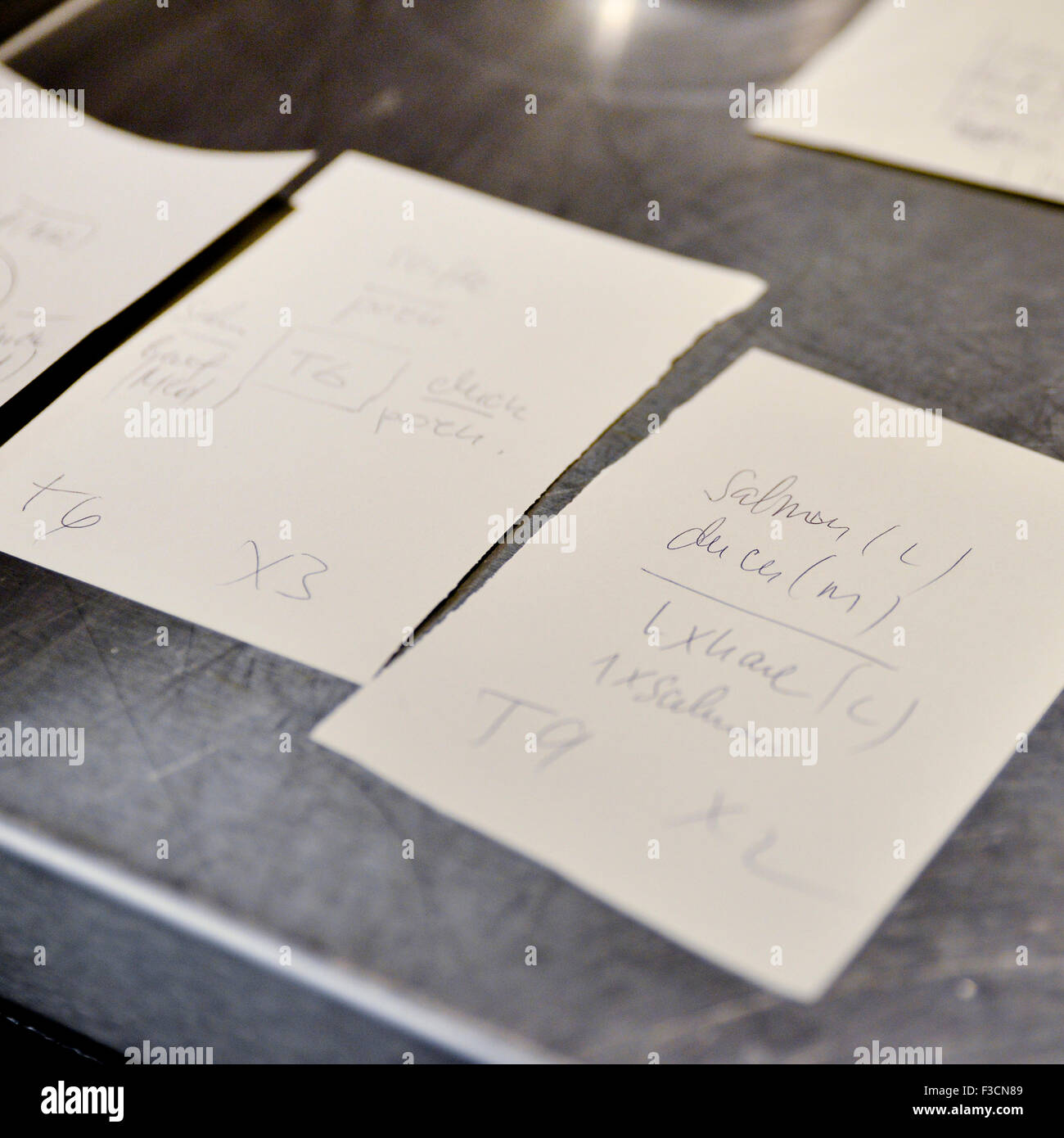 Restaurant orders written on slips Stock Photo - Alamy
