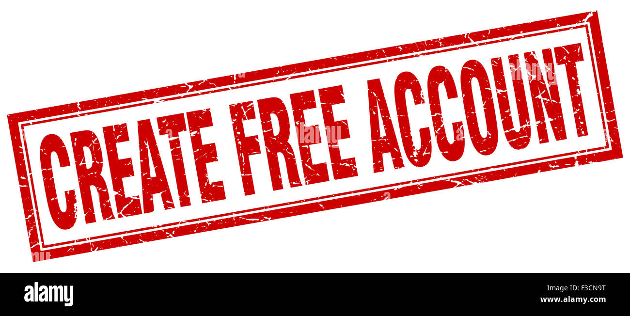 create free account red square grunge stamp on white Stock Photo - Alamy