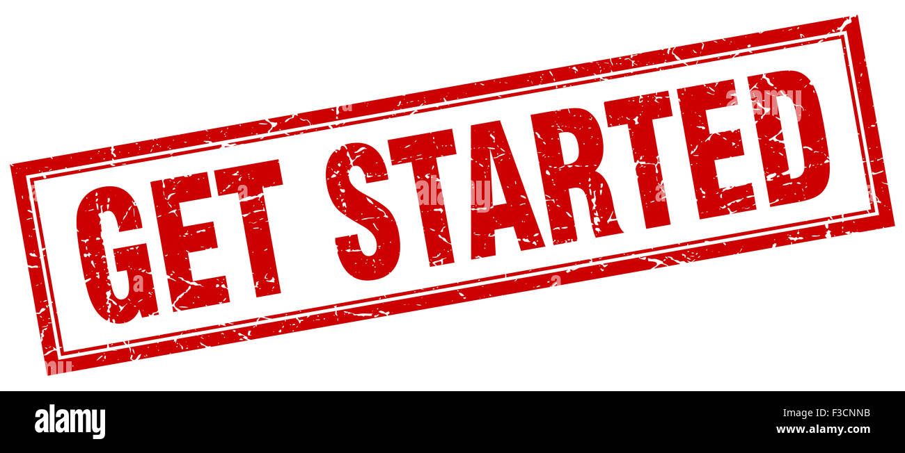 get started red square grunge stamp on white Stock Photo - Alamy