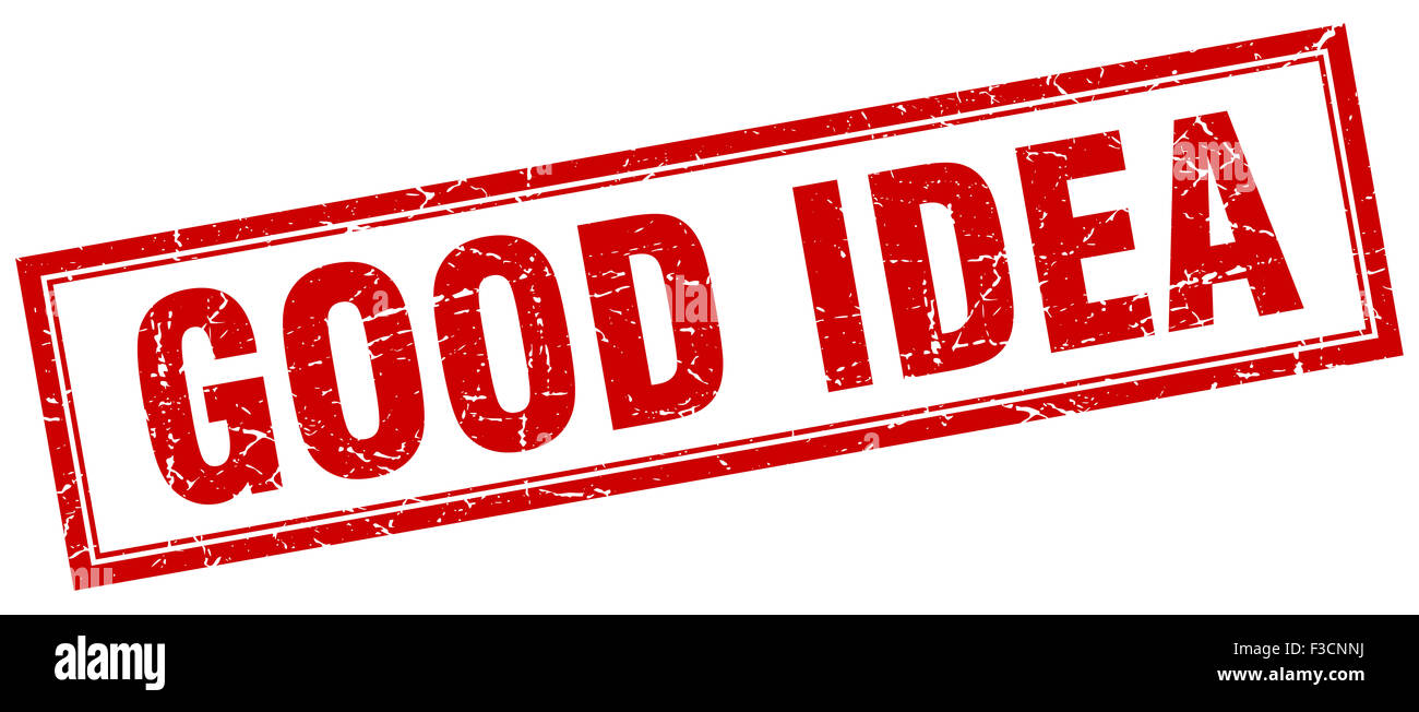 good idea red square grunge stamp on white Stock Photo - Alamy