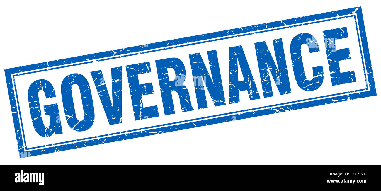 governance blue square grunge stamp on white Stock Photo - Alamy