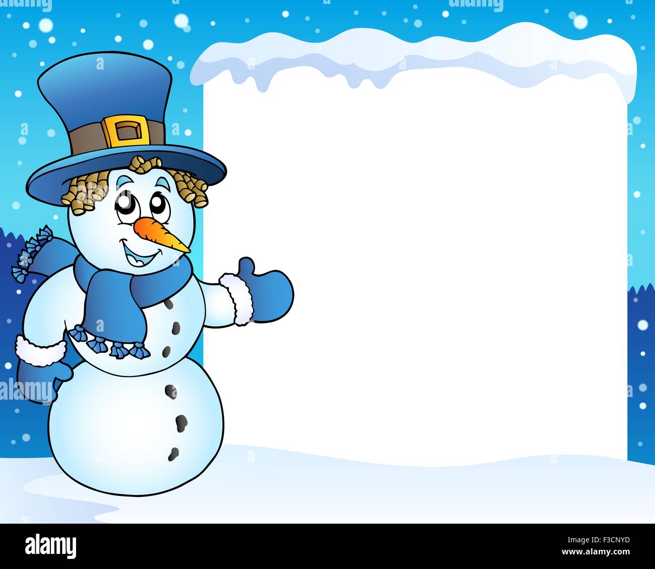 Frame with snowman topic 3 - picture illustration Stock Photo - Alamy