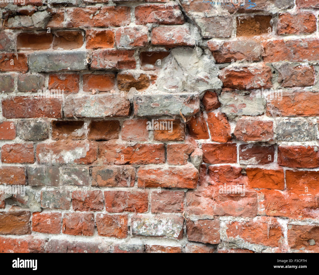 Old weathered brick wall fragment Stock Photo - Alamy