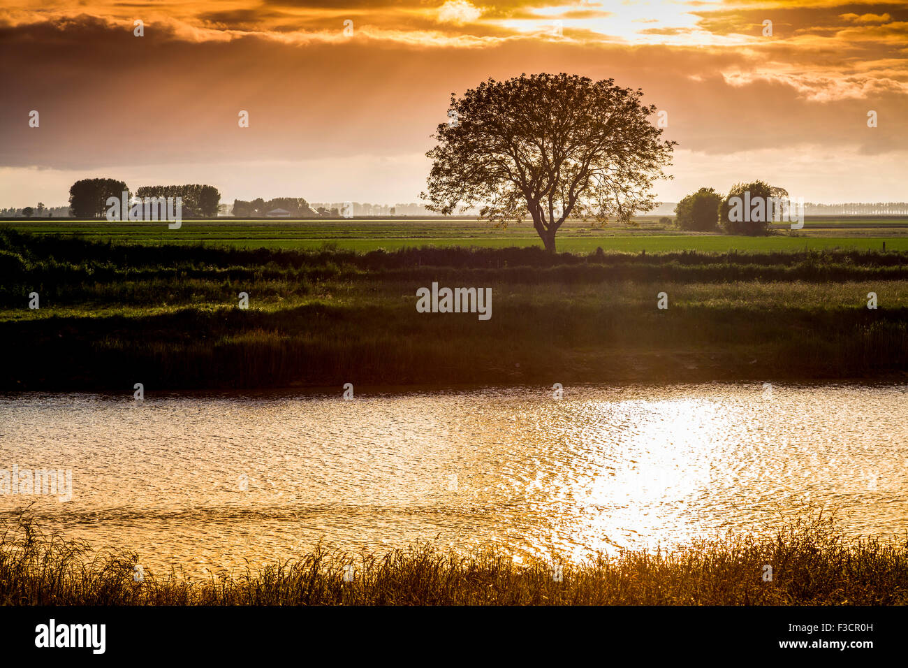 Couesnon river sunset Pontorson Avranches Lower Normandy Manche France ...