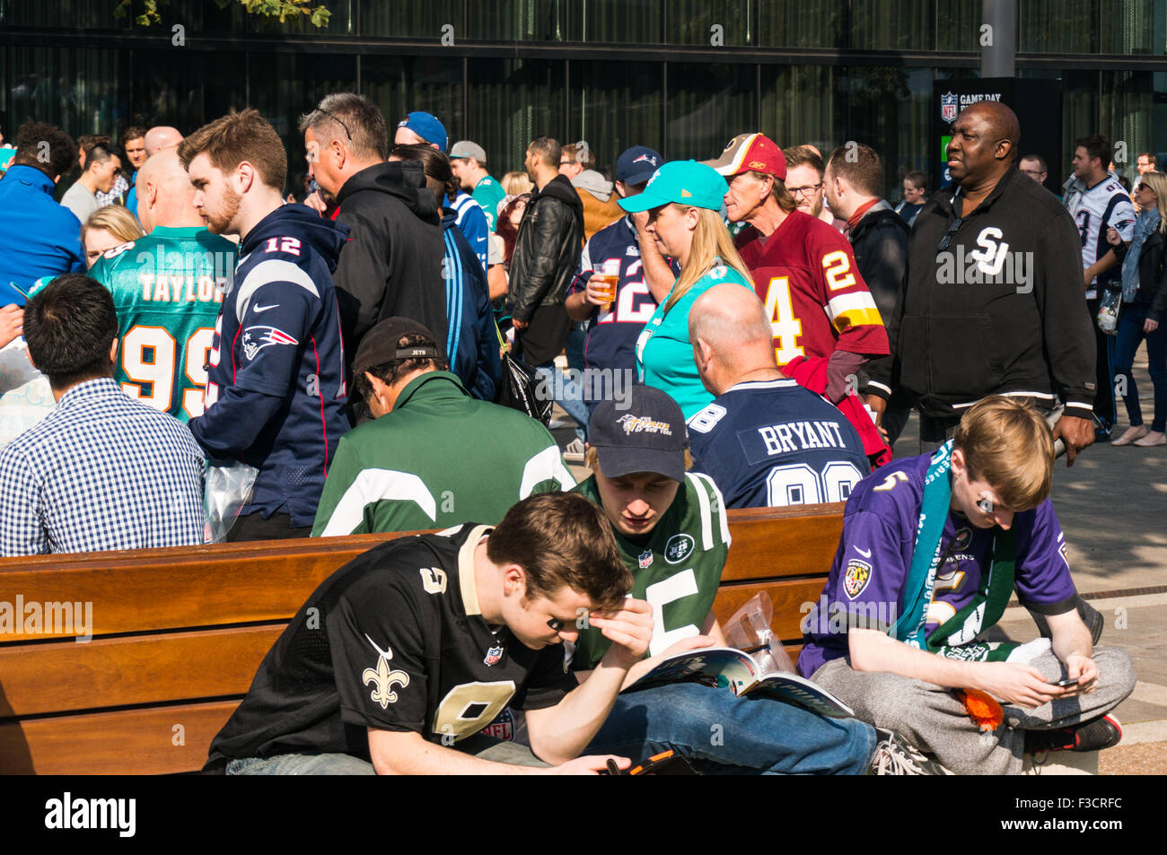 NFL fans milling around outside Wembley Stadium before the Miami ...