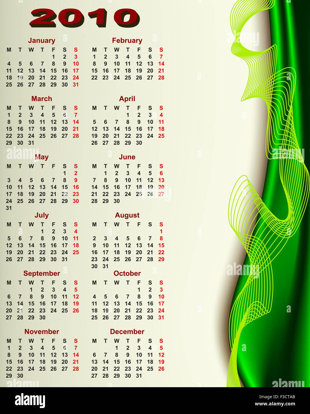 Calendar Design 2010 Vector Art Stock Vector Image & Art - Alamy
