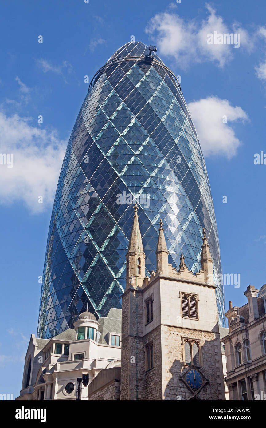 City of London The contrasting outlines of the Gherkin and the tower of ...
