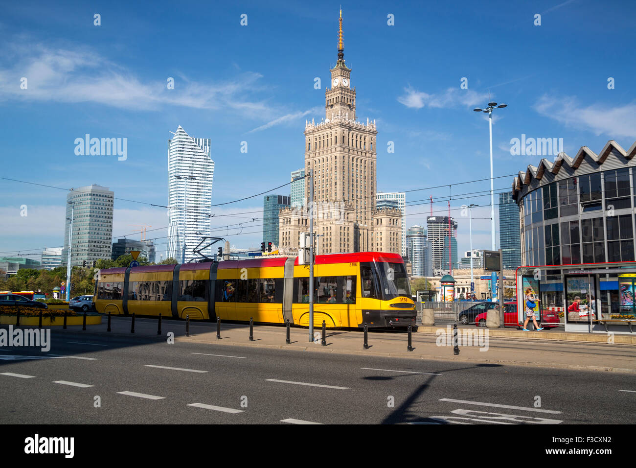 Downtown Warsaw with former Soviet palace of Culture and other ...