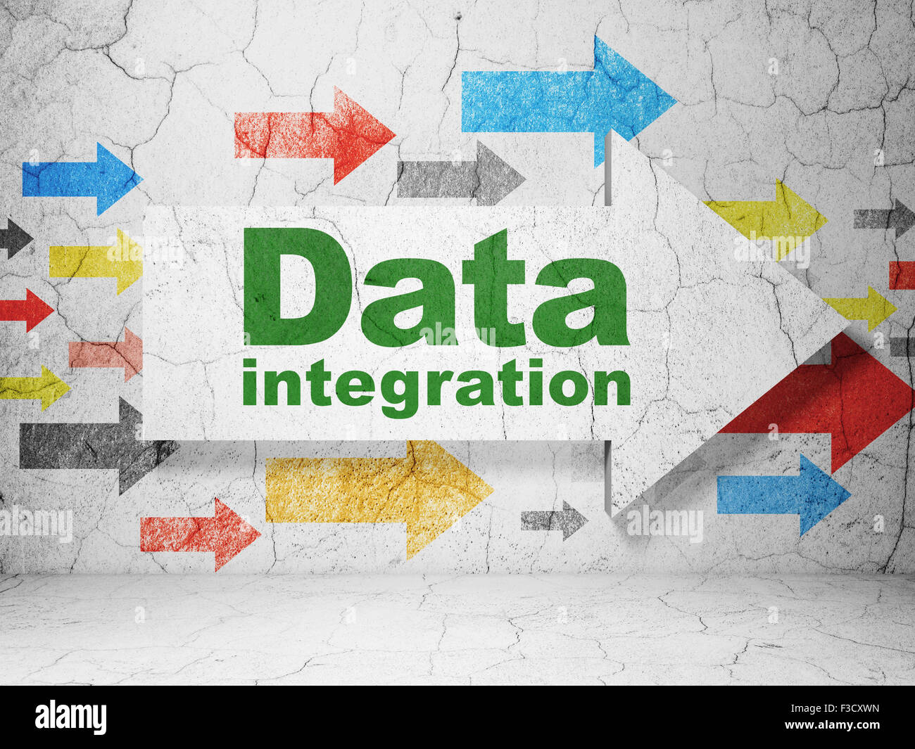 Information concept: arrow with Data Integration on grunge wall ...