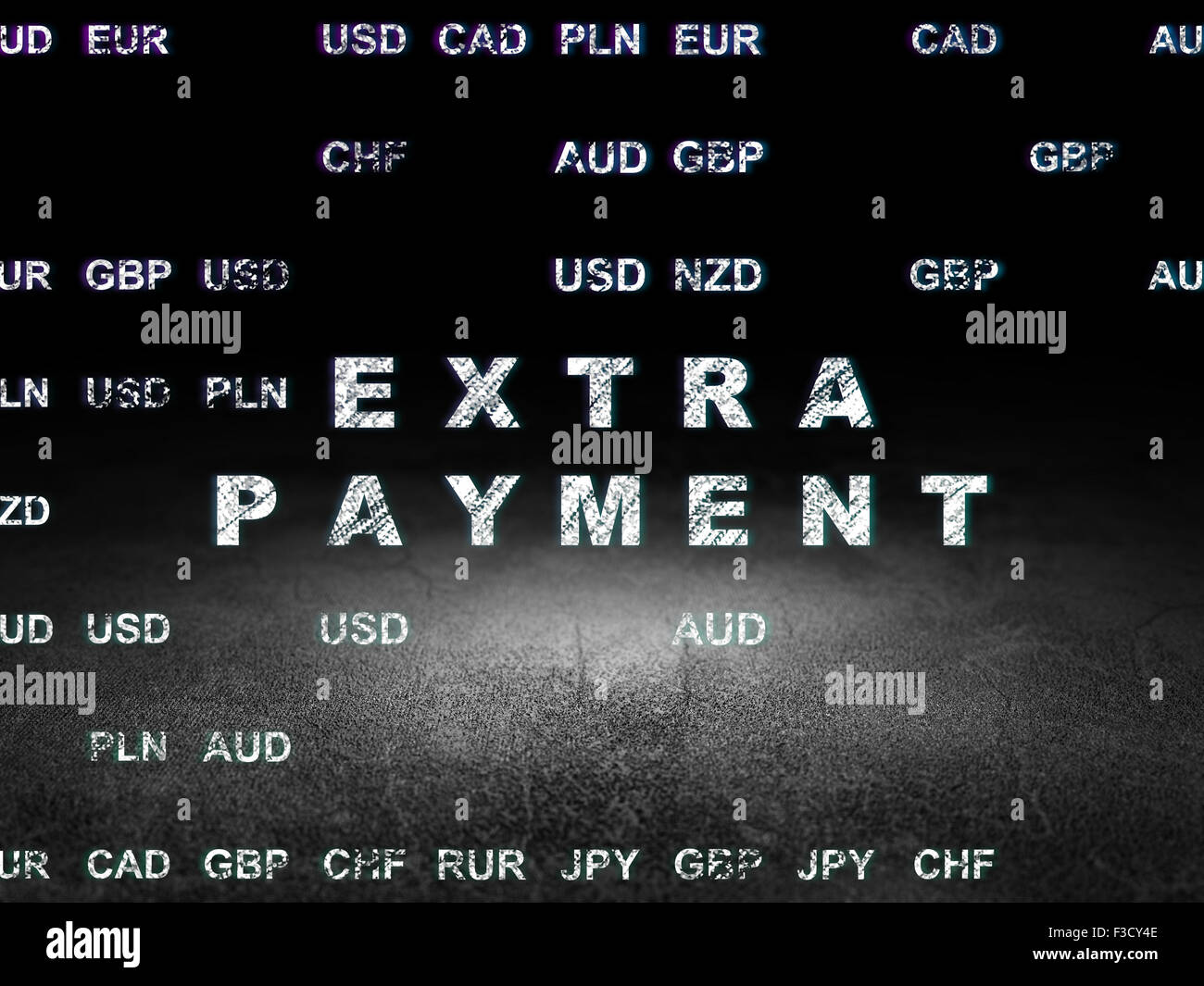 Banking concept: Extra Payment in grunge dark room Stock Photo - Alamy