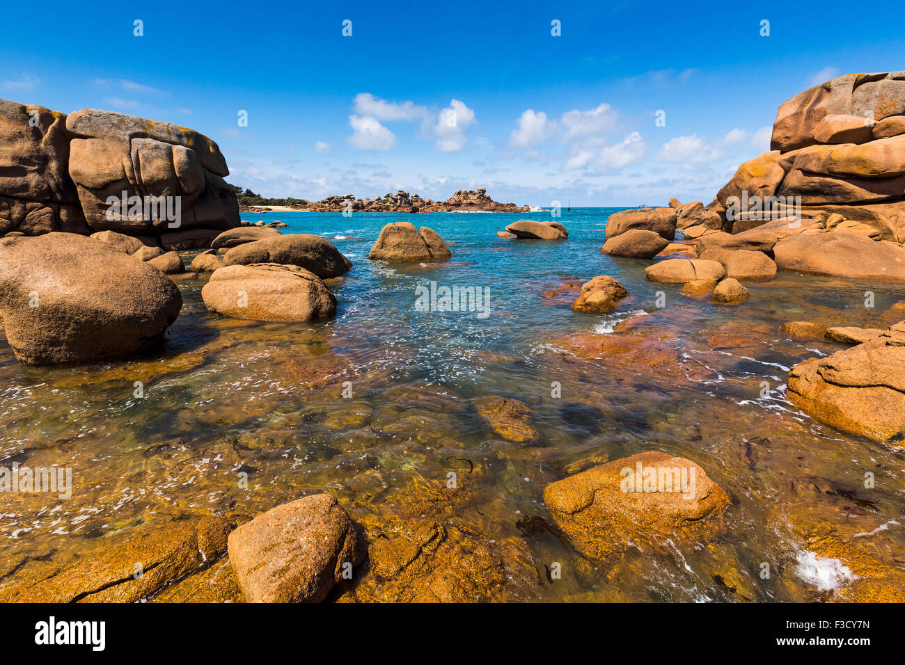 Giant rocks at the Cote granit rose pink granite coast Ploumanac´h ...