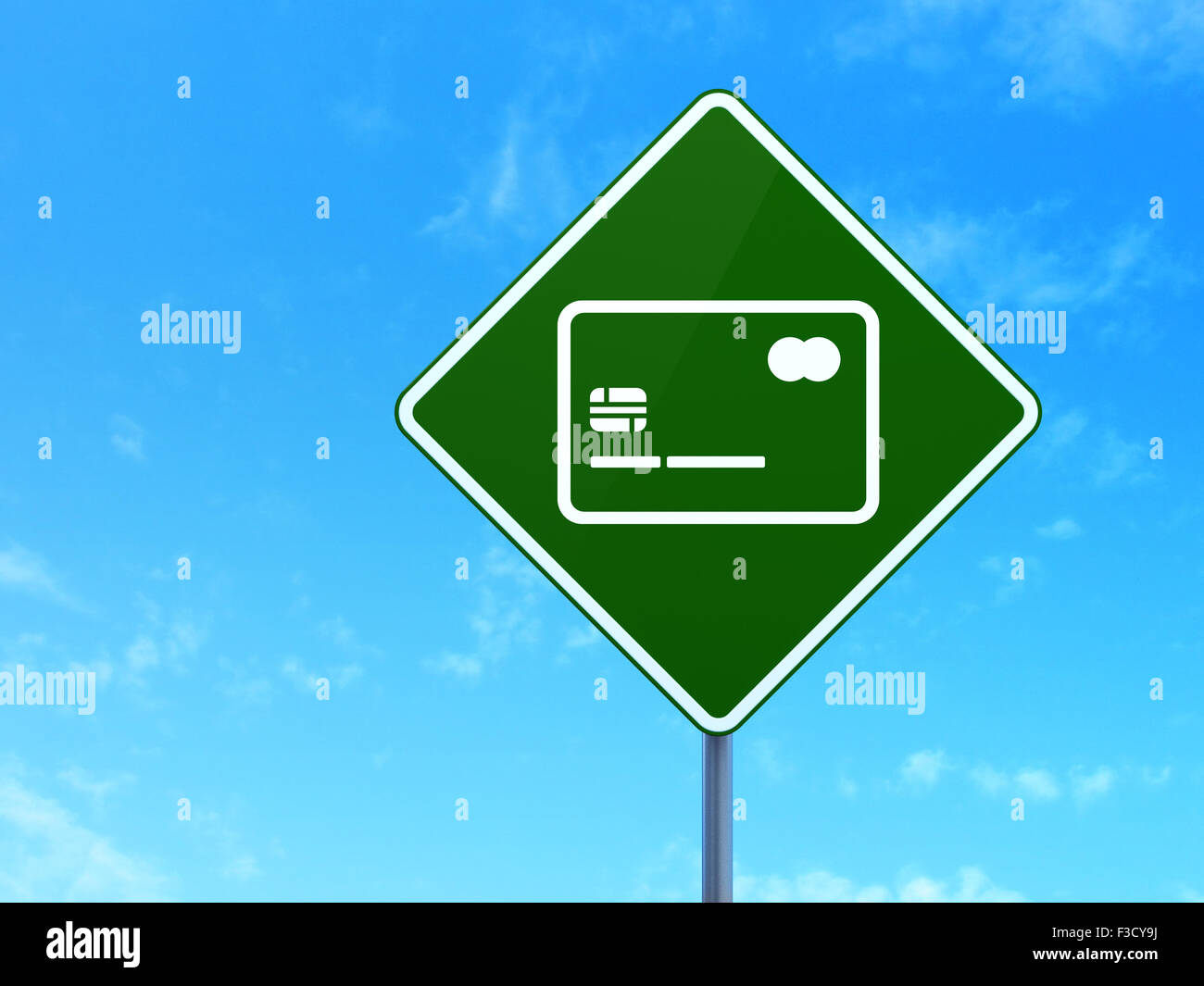 Currency concept: Credit Card on road sign background Stock Photo - Alamy