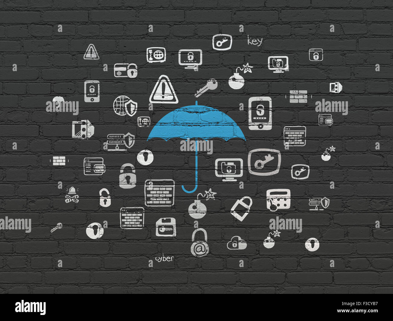 Protection concept: Umbrella on wall background Stock Photo - Alamy