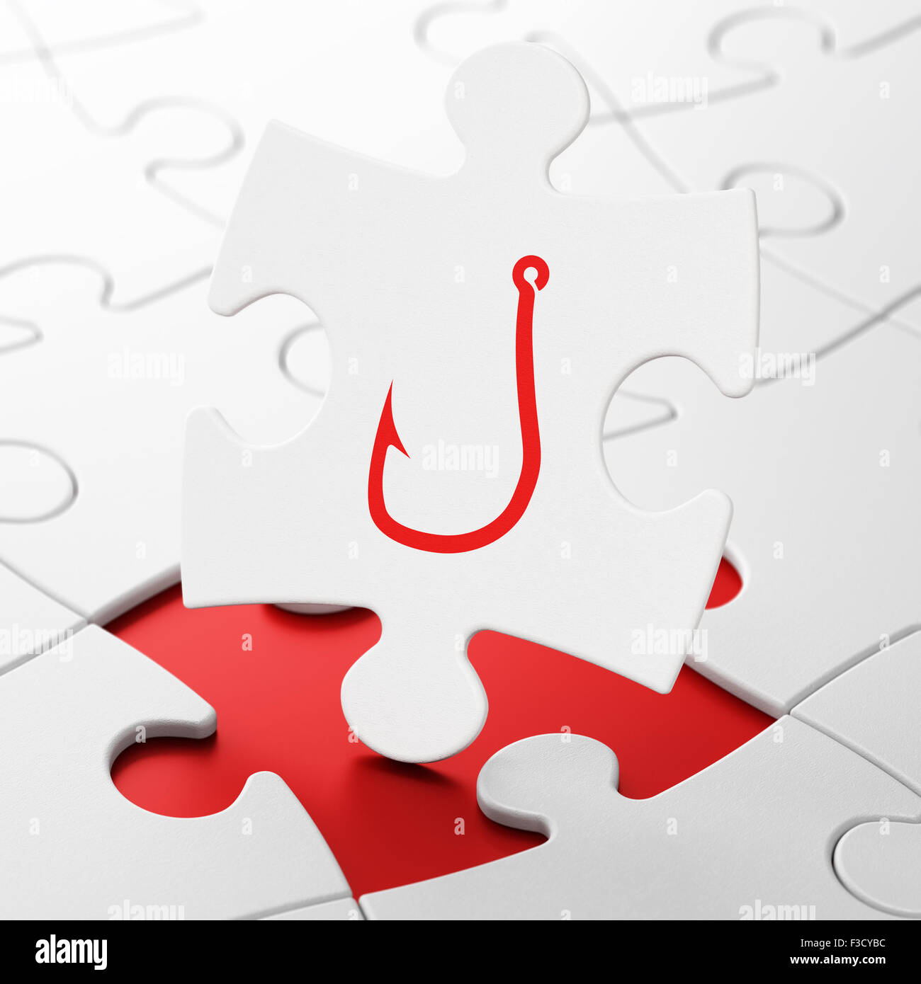 Security concept: Fishing Hook on puzzle background Stock Photo - Alamy