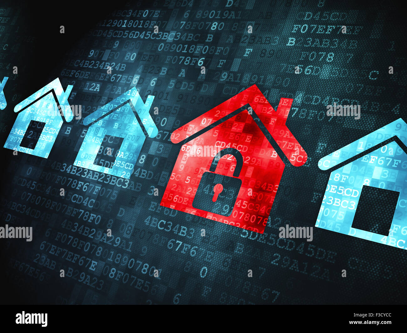Privacy concept: Home on digital background Stock Photo - Alamy