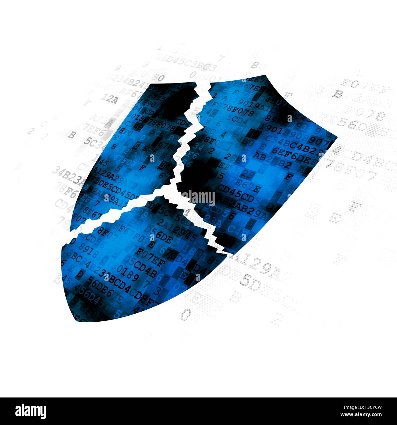 Safety concept: Broken Shield on Digital background Stock Photo - Alamy