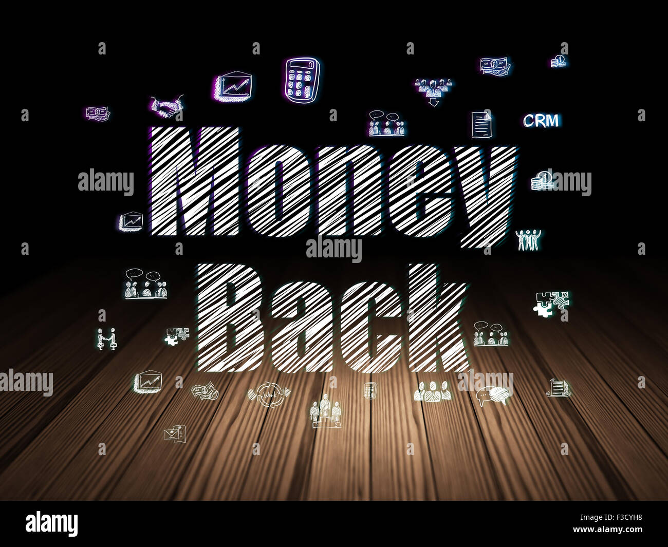 Finance concept: Money Back in grunge dark room Stock Photo - Alamy