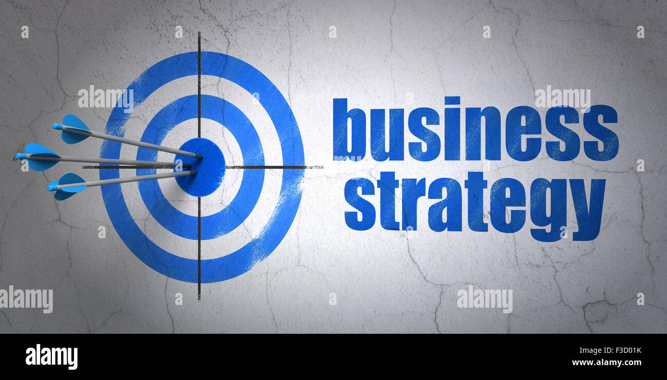 Finance concept: target and Business Strategy on wall background Stock ...