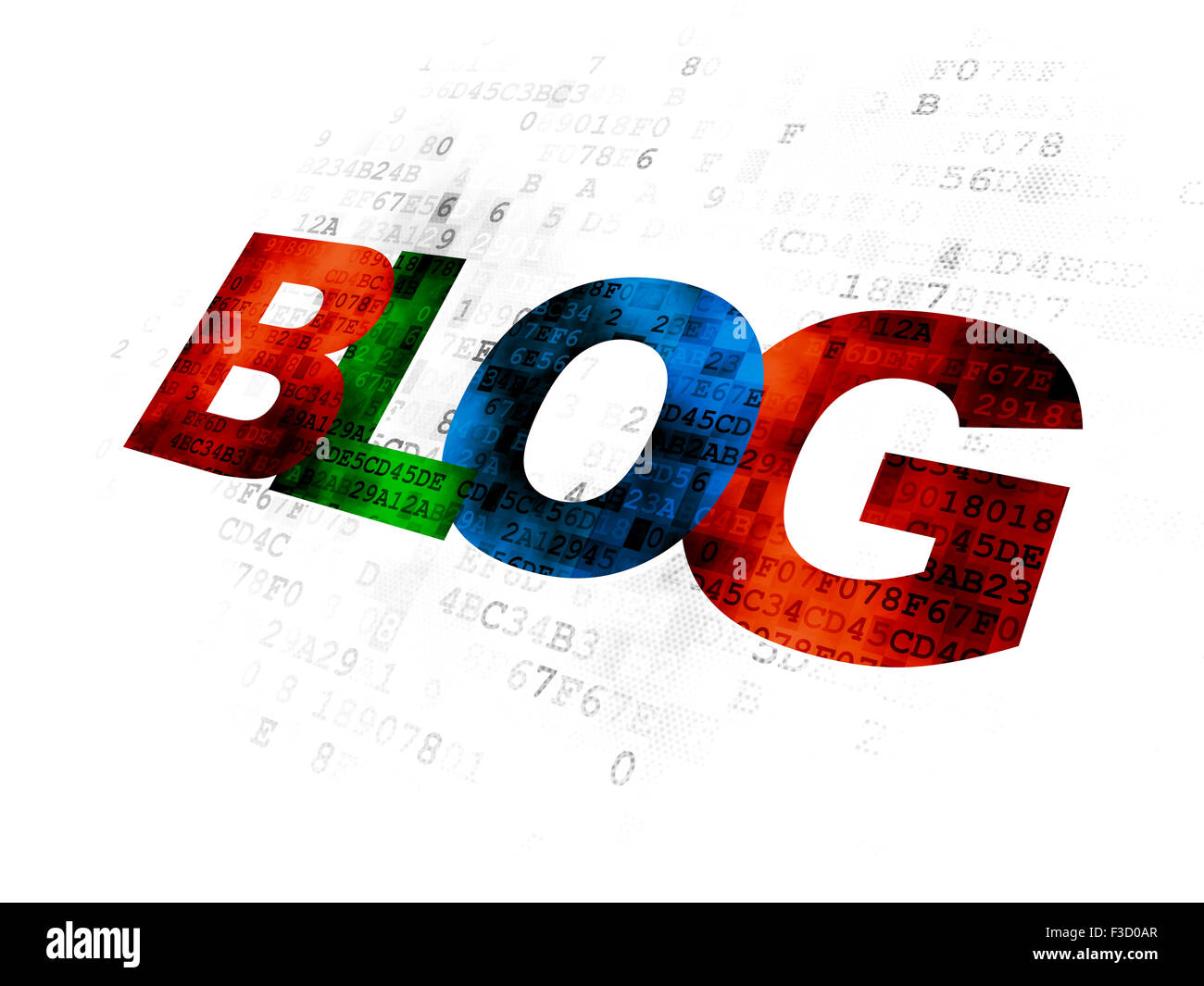 Web development concept: Pixelated multicolor text Blog on Digital ...