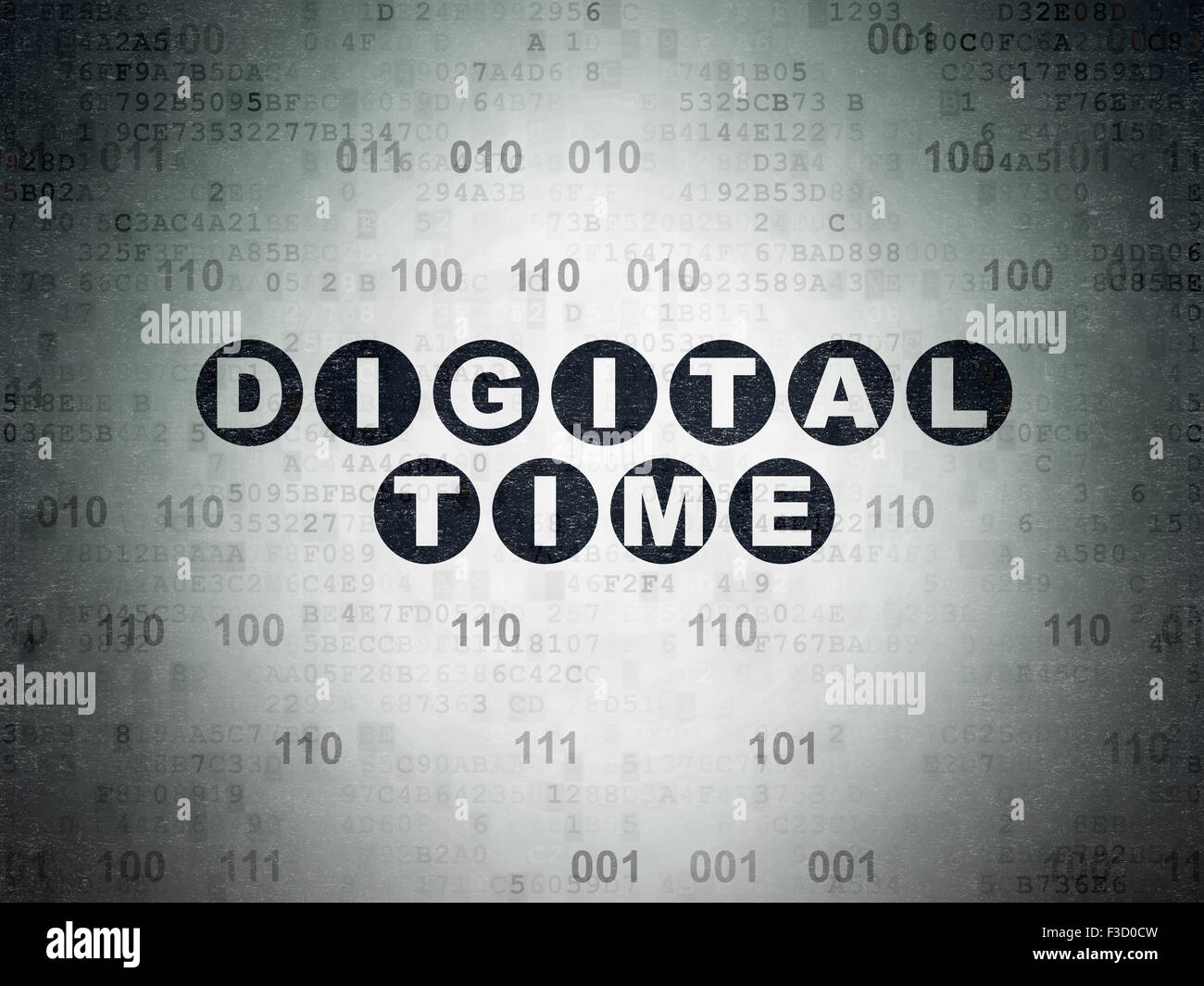 Time concept: Painted black text Digital Time on Digital Paper background with Binary Code Stock ...