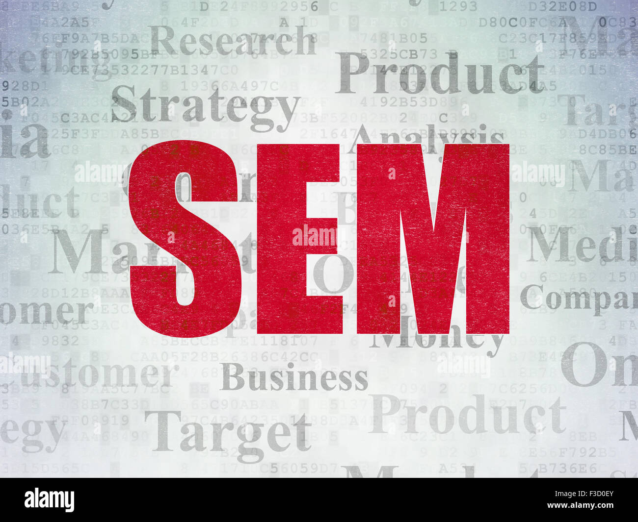 Advertising concept: Painted red text SEM on Digital Paper background with Tag Cloud Stock Photo ...