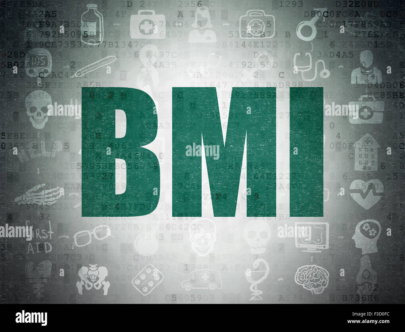 Medicine concept: Painted green text BMI on Digital Paper background ...