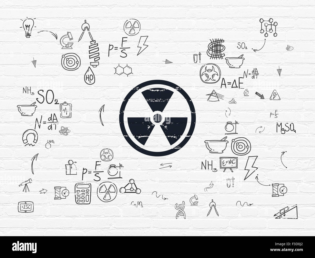 Science concept: Radiation on wall background Stock Photo - Alamy