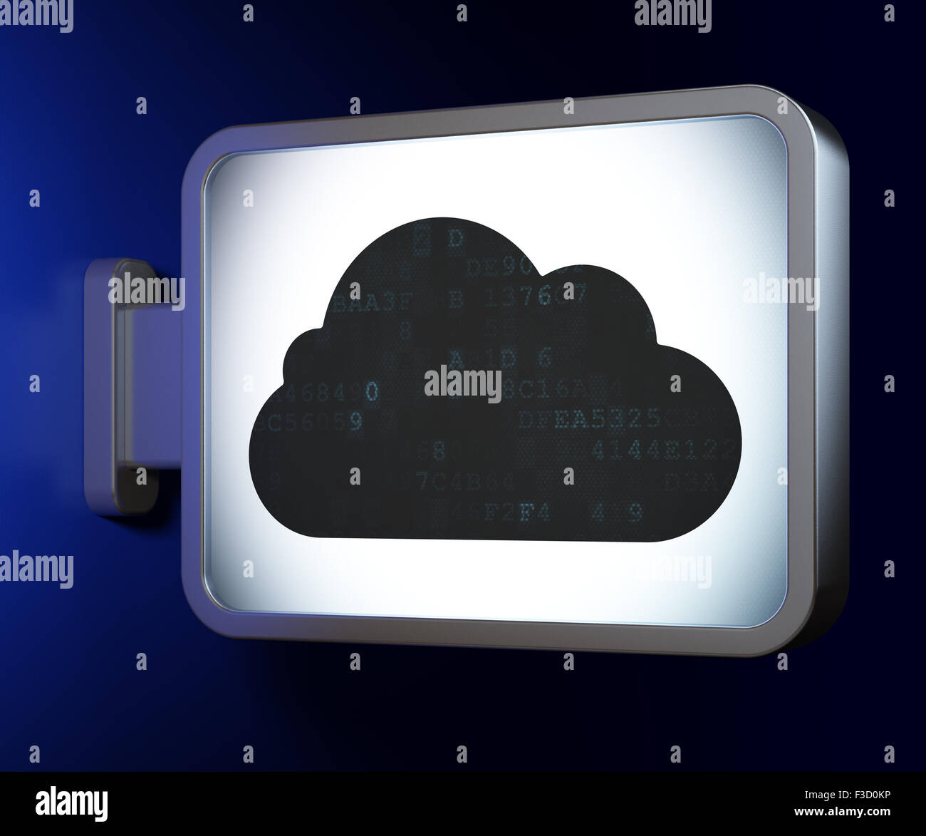Cloud computing concept: Cloud on advertising billboard background, 3d ...