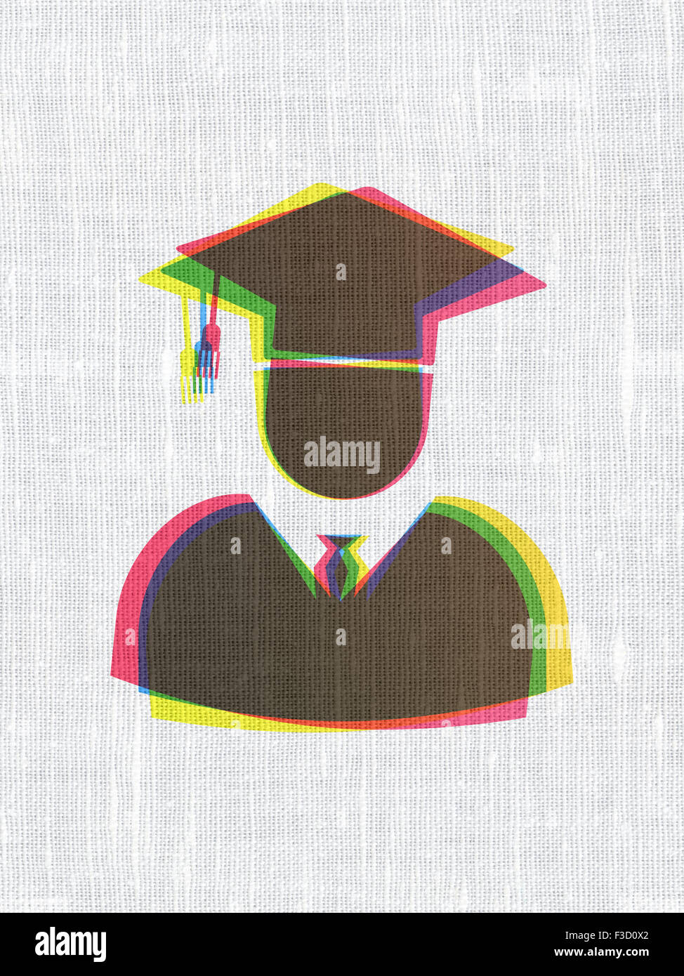 Studying concept: CMYK Student on linen fabric texture background Stock ...