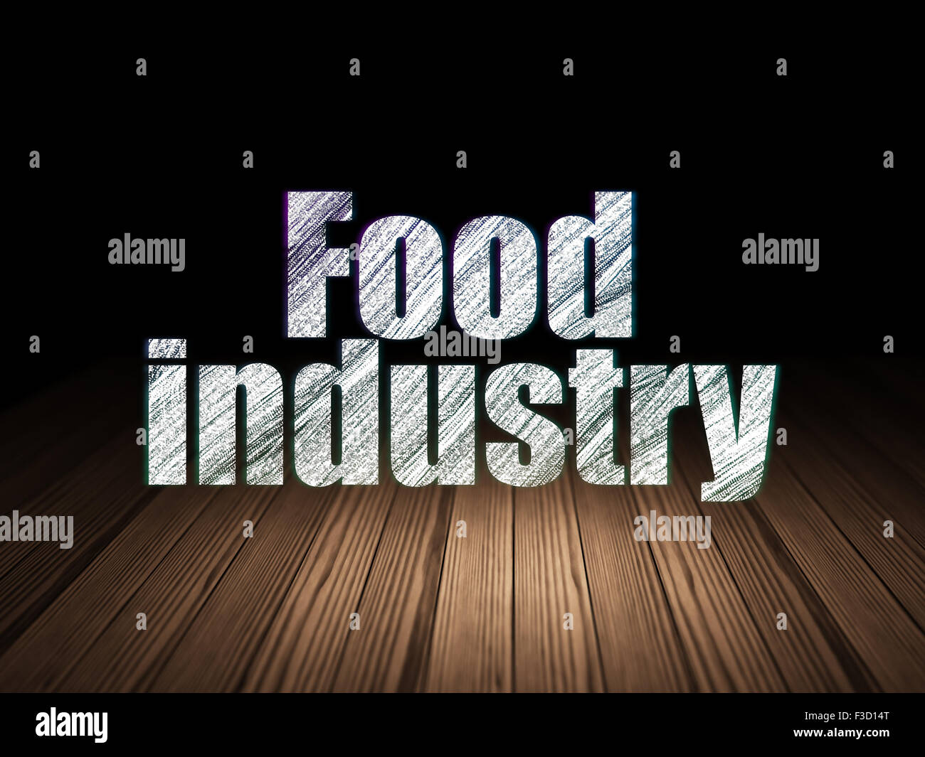 Industry concept: Glowing text Food Industry in grunge dark room with ...