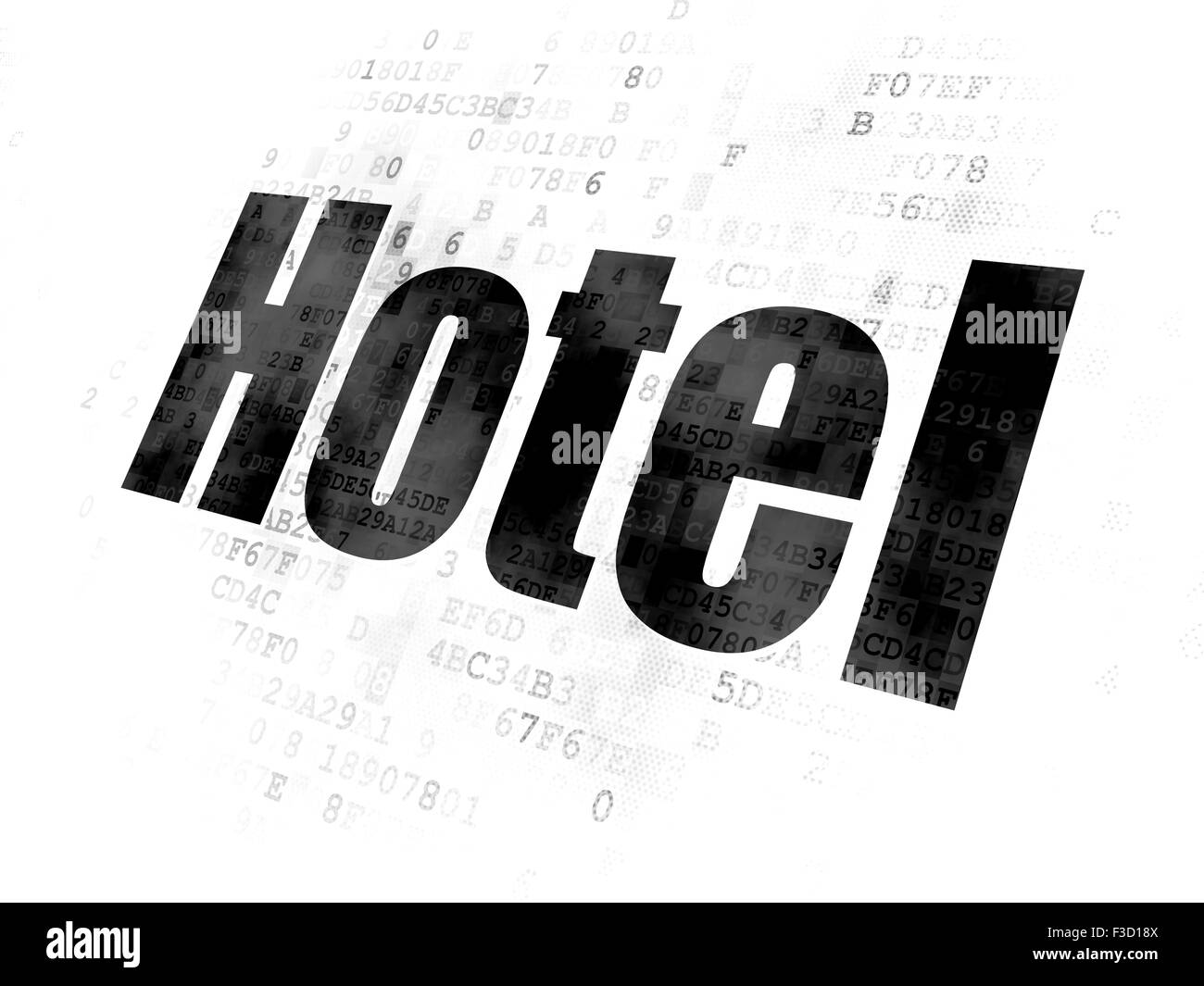 Tourism concept: Pixelated black text Hotel on Digital background Stock ...