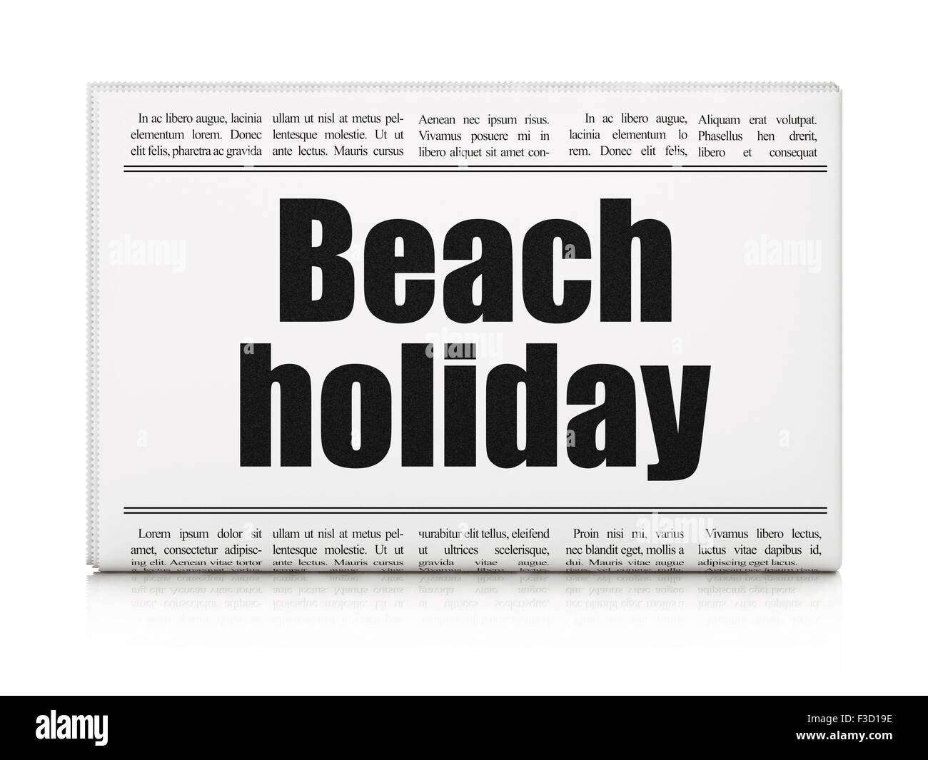 Tourism concept: newspaper headline Beach Holiday on White background ...
