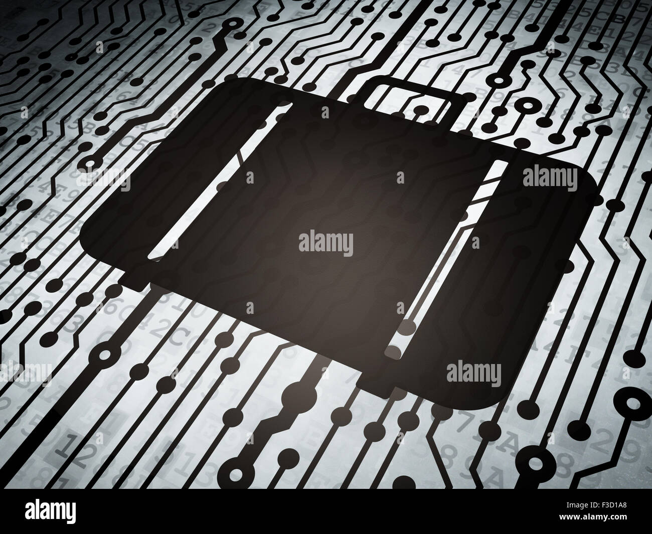 Travel concept: circuit board with Bag icon, 3d render Stock Photo - Alamy