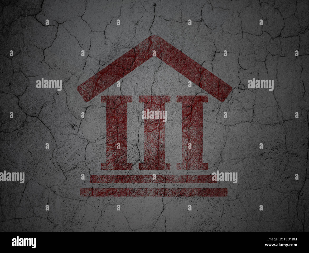 Law concept: Red Courthouse on grunge textured concrete wall background ...