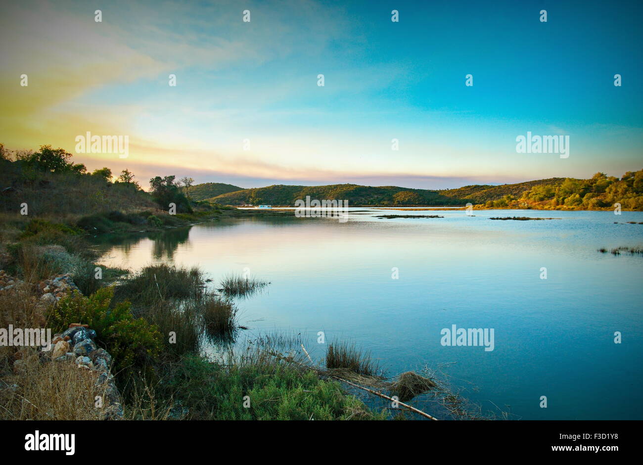 Late afternoon view of the arade river near Portimão, Algarve, Portugal ...