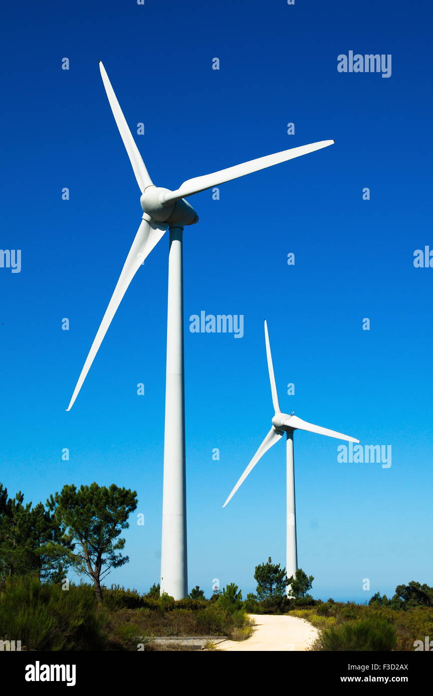 Windmill complex in the side of a mountain road Stock Photo - Alamy