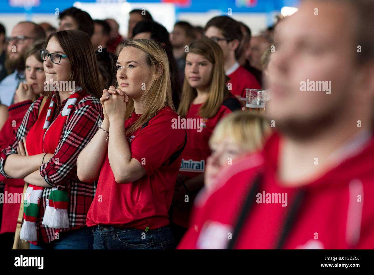Wales rugby fans support Wales as they watch the Rugby World Cup 2015 ...