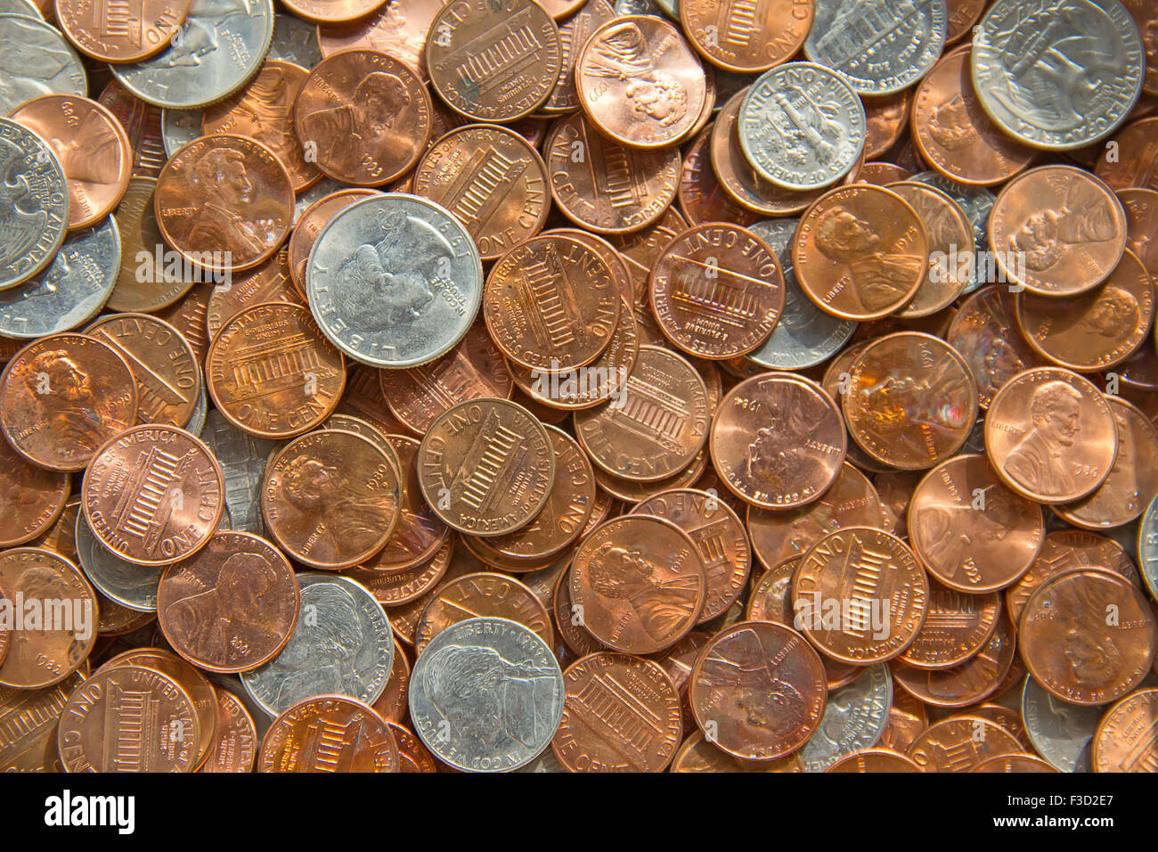 Huge pile of the US coins Stock Photo - Alamy