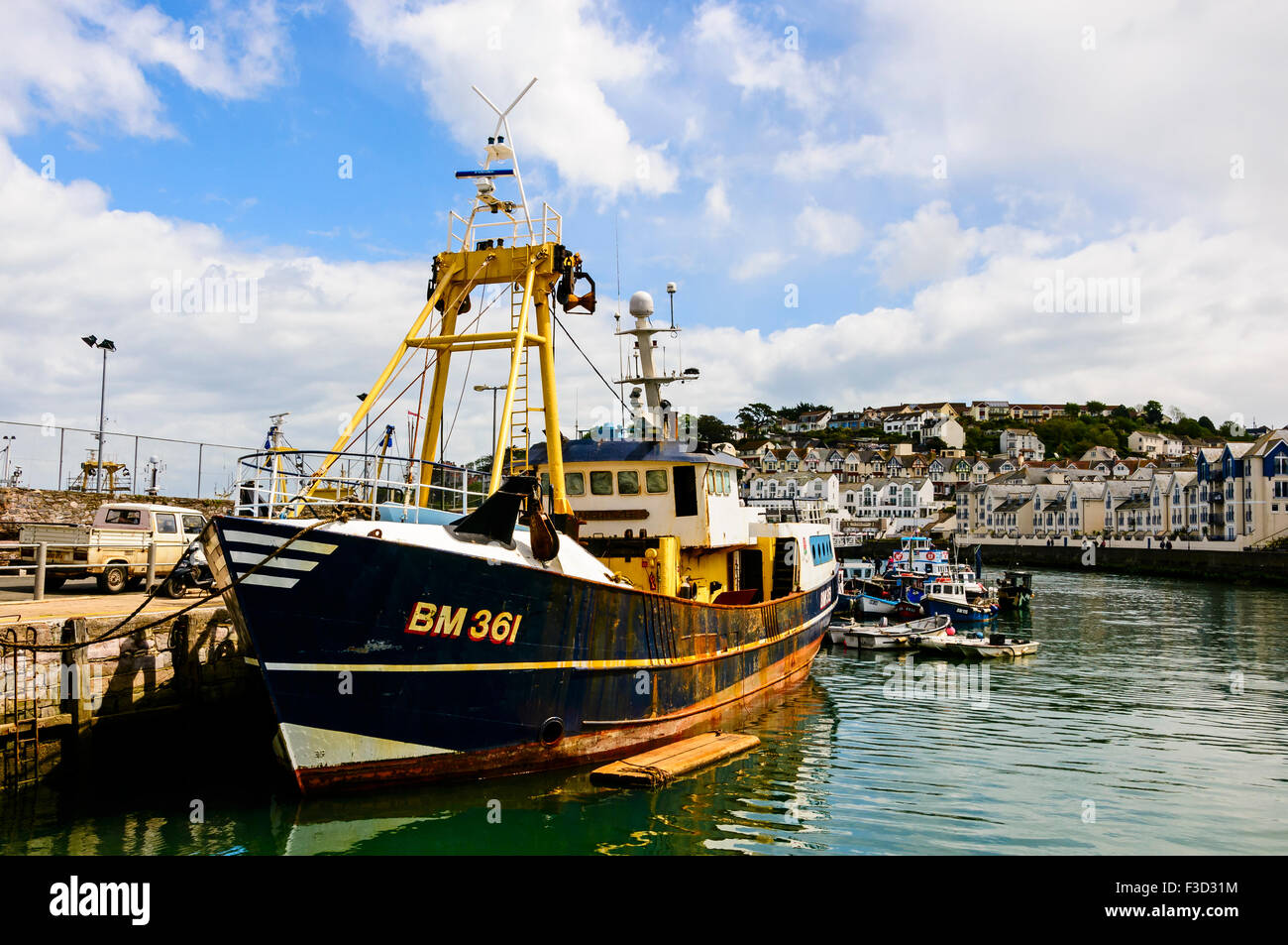 The twin beam trawler BM 36t1 FV Barentszee moored to the quayside in ...