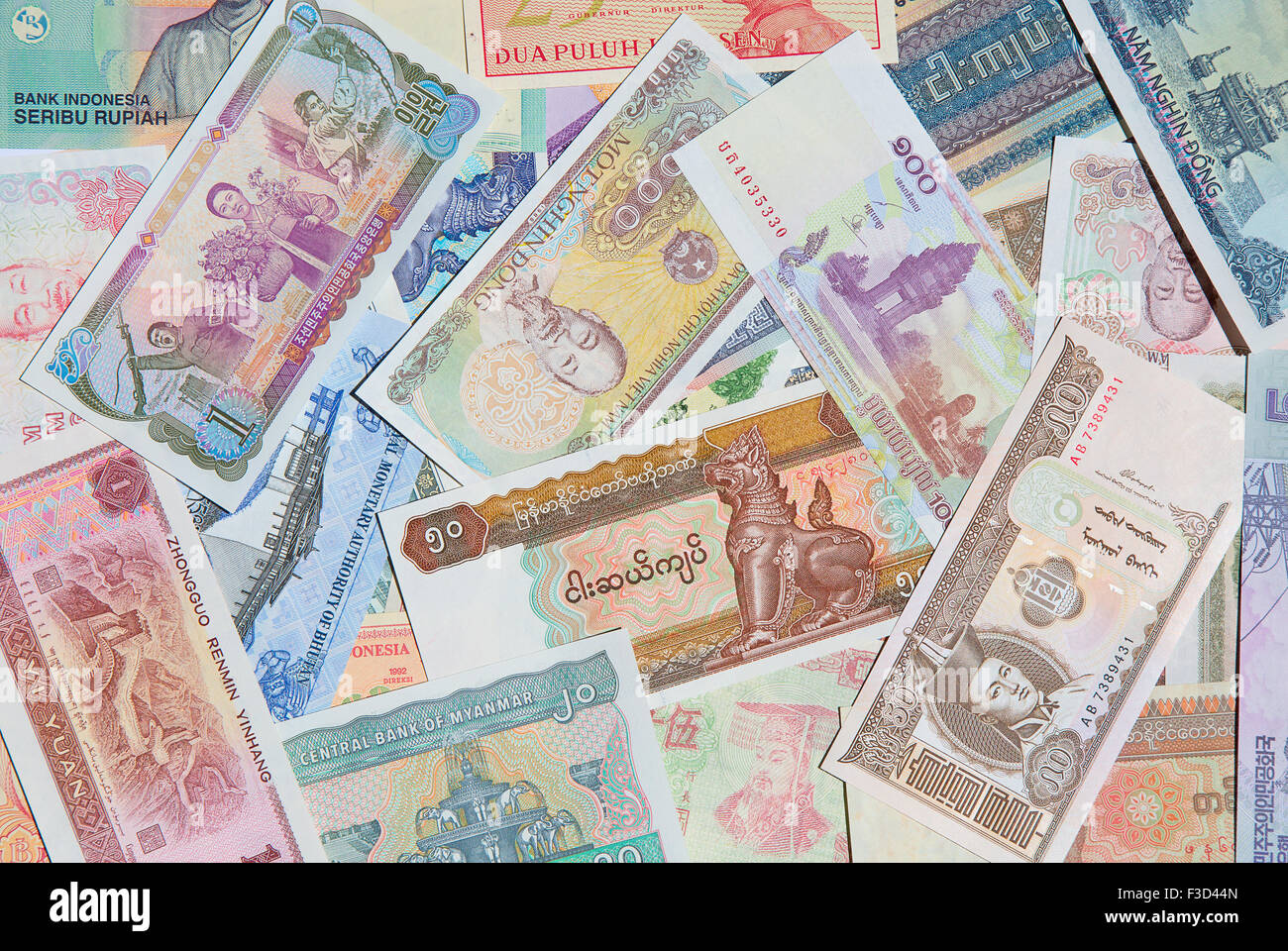 Variety of the Asian banknotes Stock Photo - Alamy