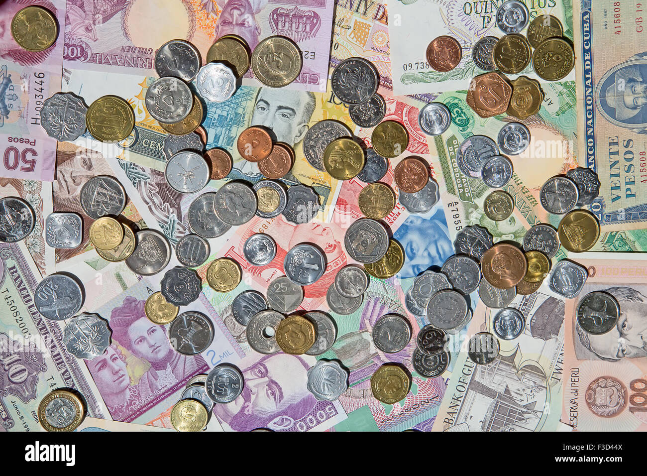 Collection of the old circulated coins and notes Stock Photo - Alamy