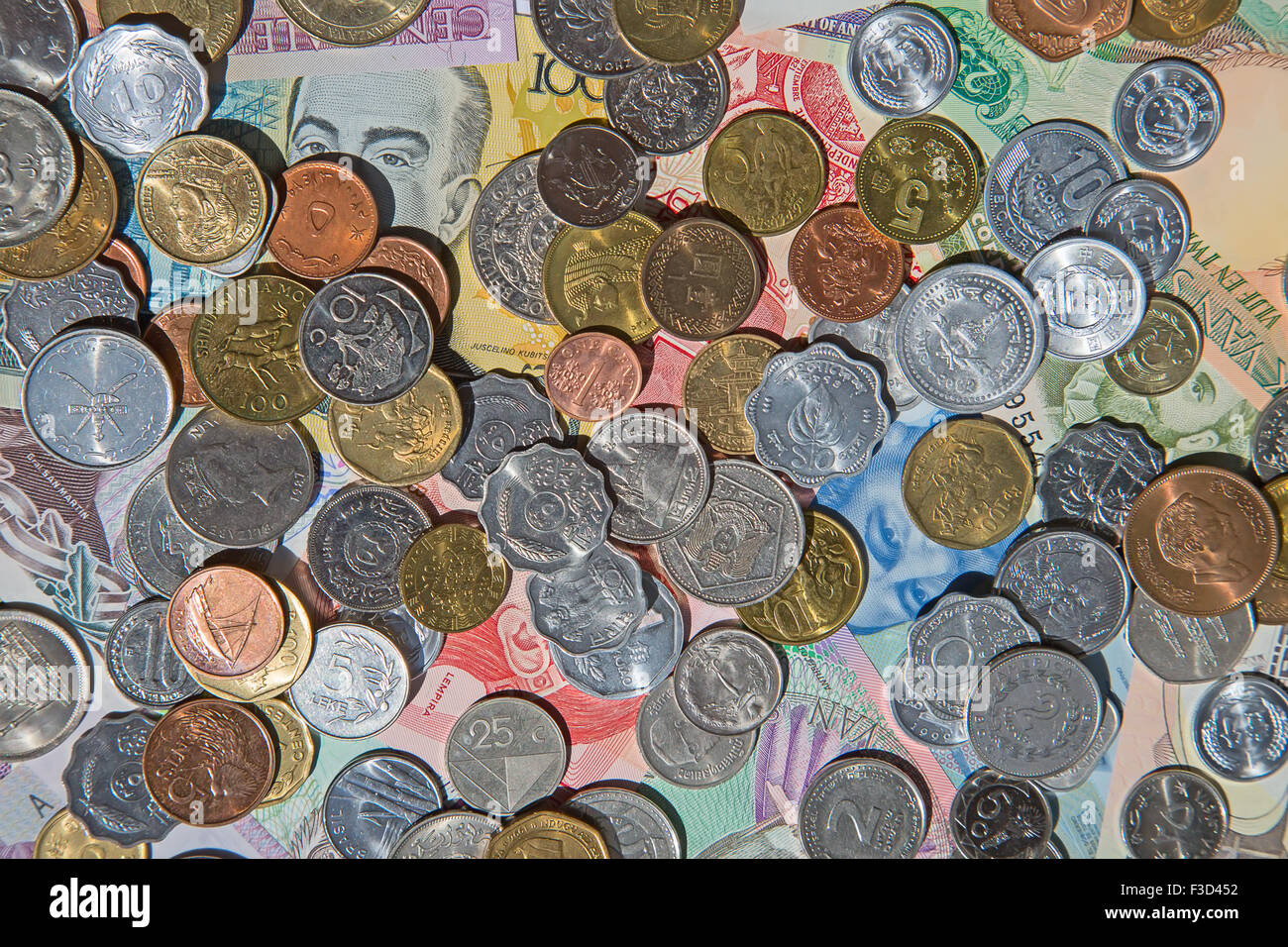 Collection of the old circulated coins and notes Stock Photo - Alamy
