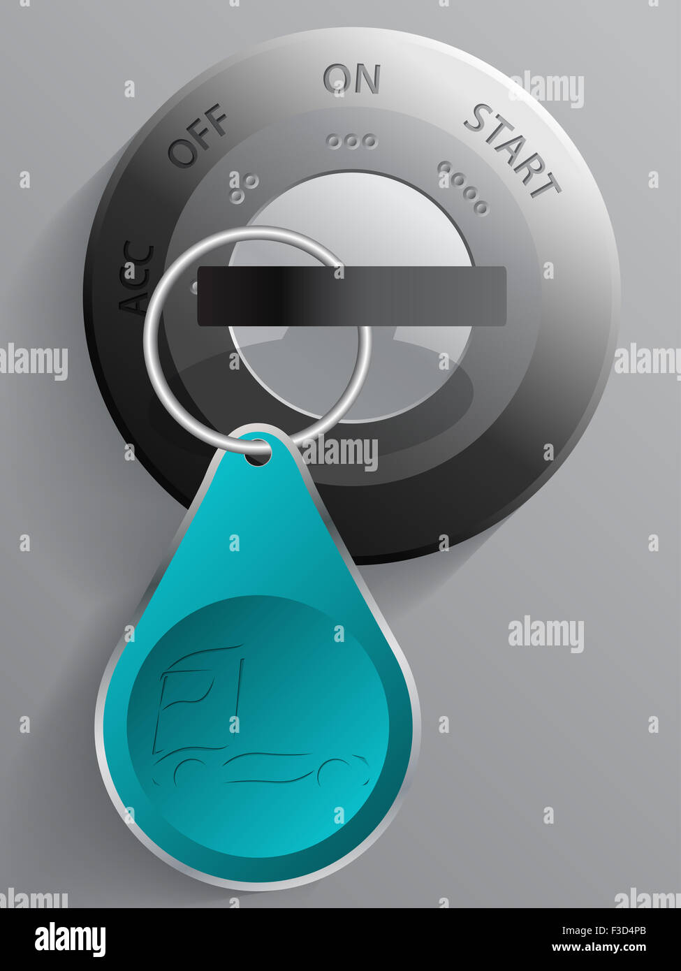 Truck ignition with key and hanging keyholder Stock Photo - Alamy