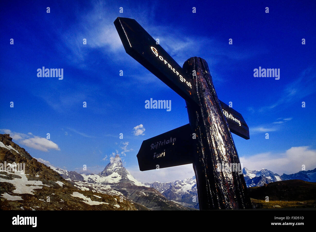 Zermatt Switzerland Hiking Trail Sign High Resolution Stock Photography ...